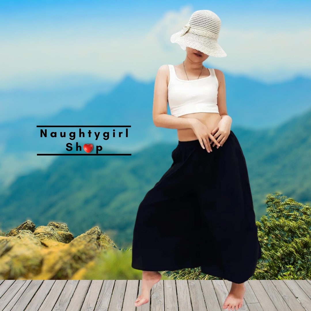Black Medi Pants Women Clothing,pants Cotton Pants,palazzo Pants,wide ...
