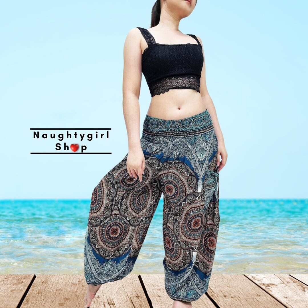Petrol Green Mandala Harem Pants: Rayon Boho Hippie Trousers TS388 - Etsy