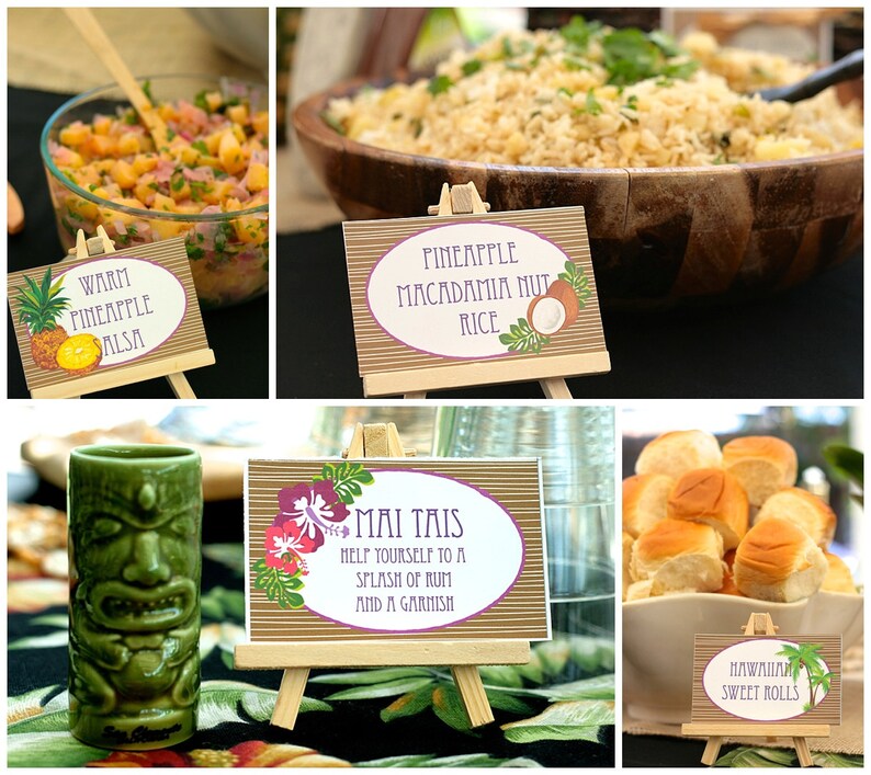 Printable Vintage Hawaiian Luau Food Labels PDF Instant Download - Etsy