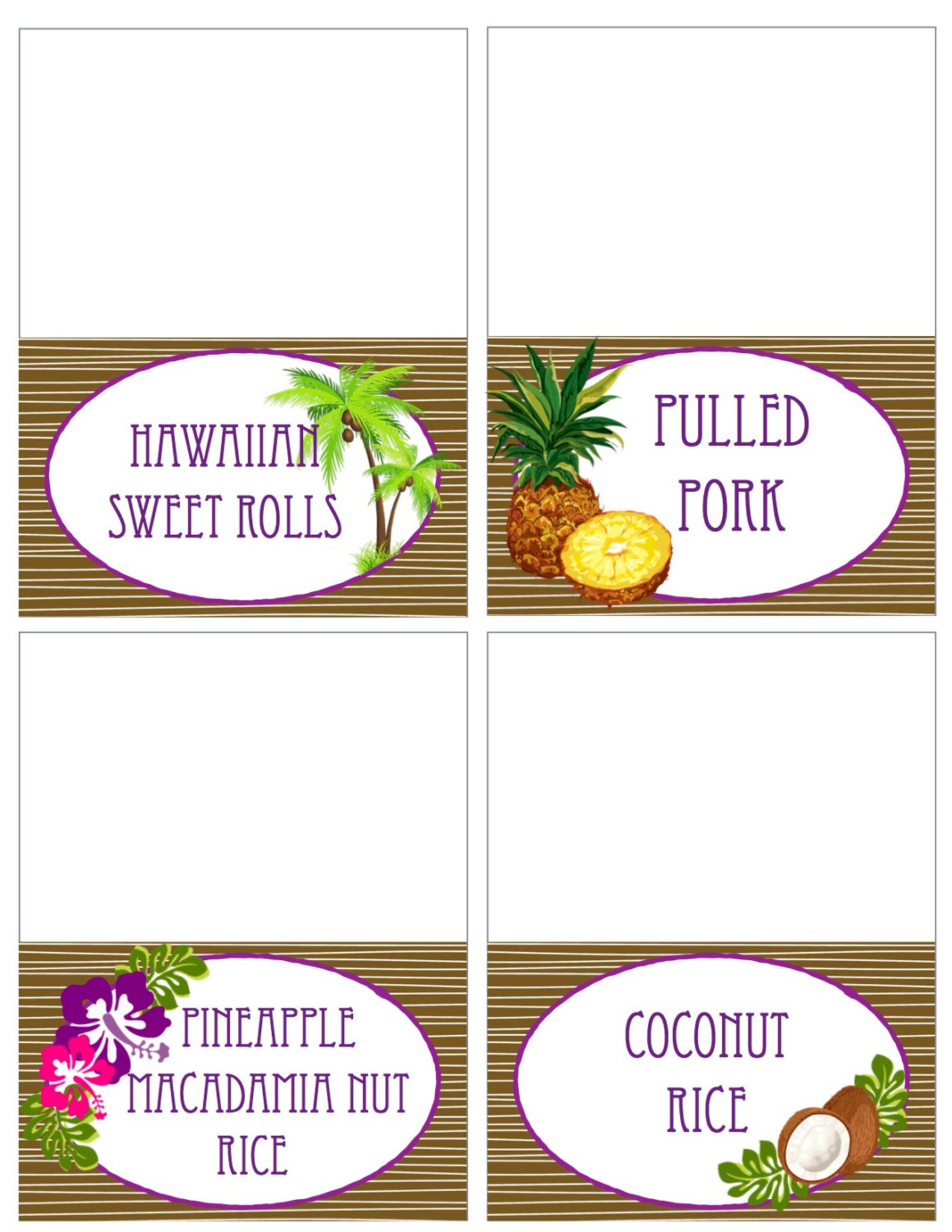 Printable Vintage Hawaiian Luau Food Labels PDF Instant Download - Etsy
