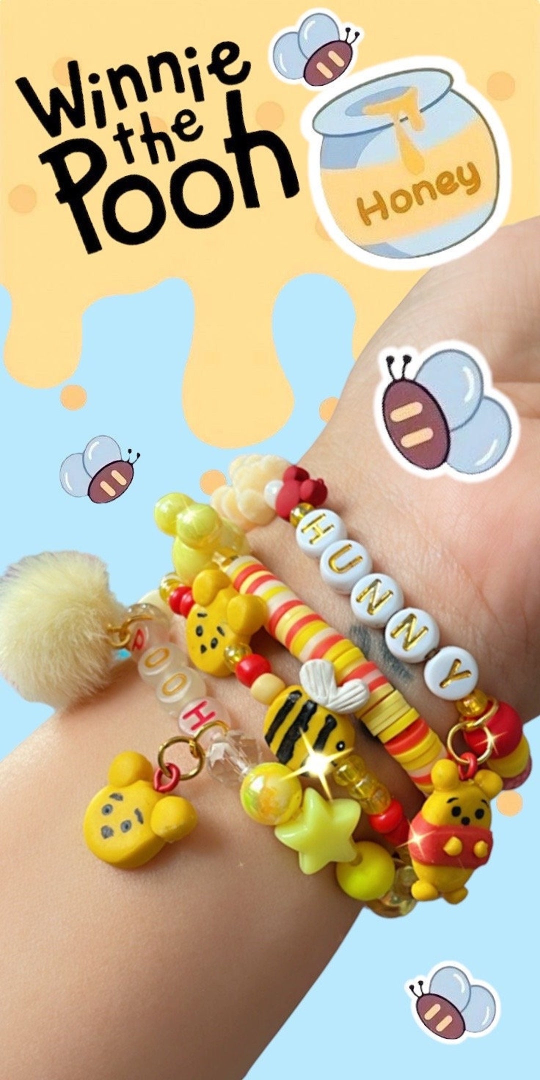 Winnie the Pooh Inspired Bracelets & Phone Straps - Etsy
