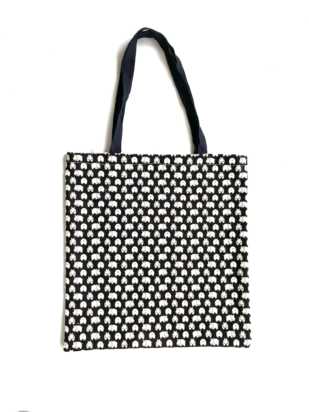 Hippo Tote Bag, Cute Little Hippo Animal Theme, Black and White ...