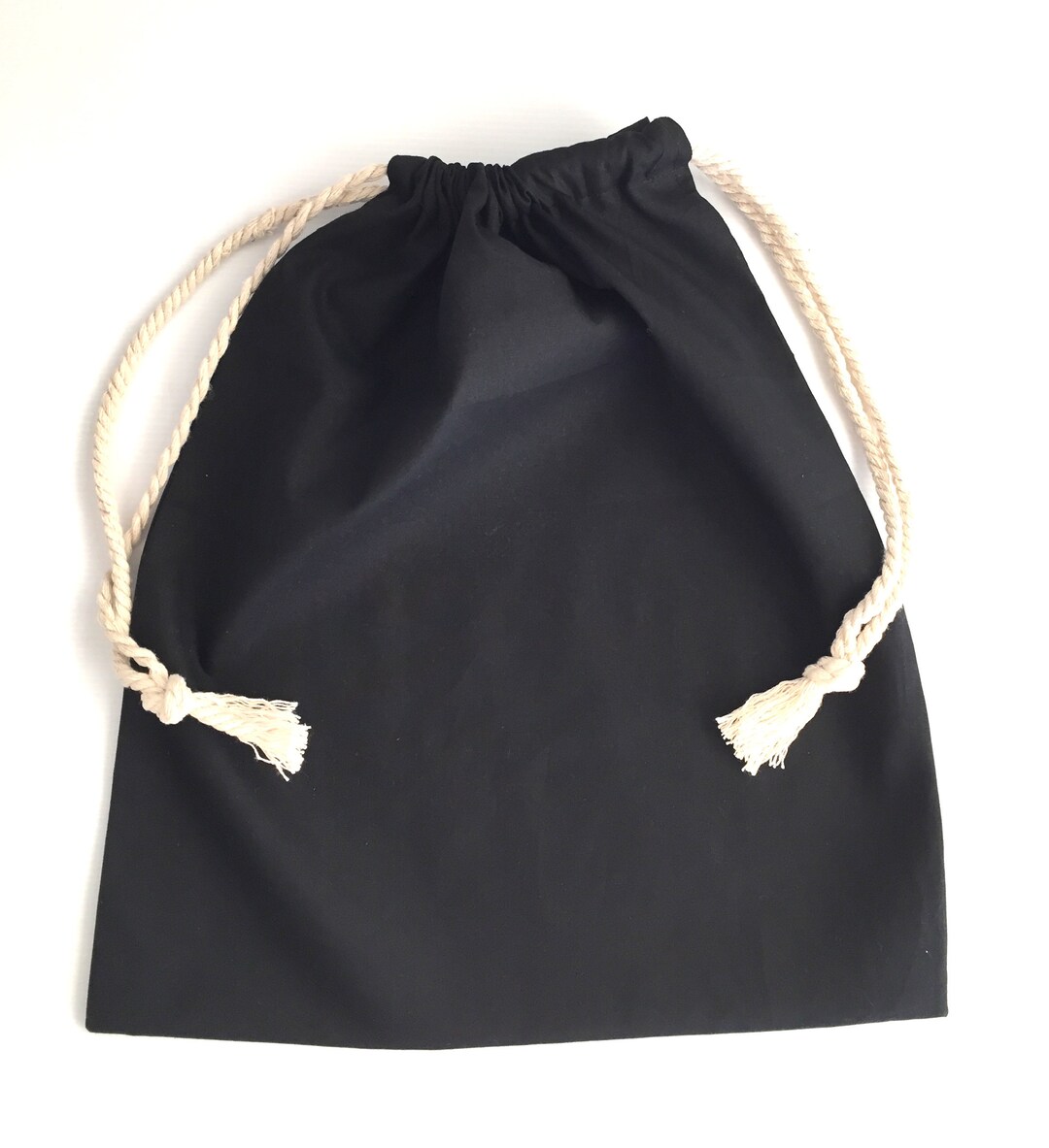 Black Calico Drawstring Bag: Versatile Cotton Project Bag - Etsy