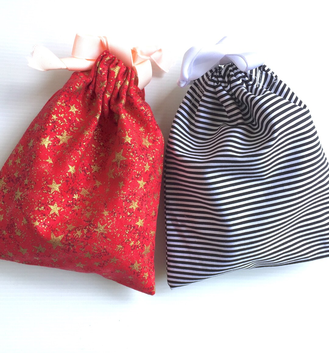 Small Drawstring Gift Bags Set: Stars & Stripes Cotton Jewelry Pouches ...