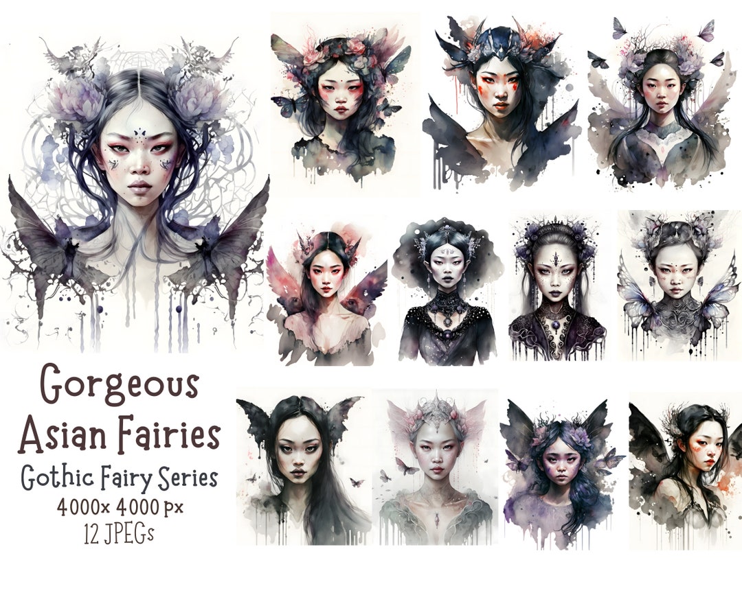 Gorgeous Asian Fairy Bundle of 12, Gothic Fairies, Asian Woman Fairy ...