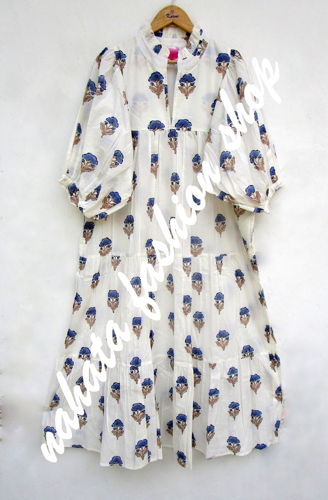 Solo Floral Boota Printed Cotton Long Maxi Dress - V Neckline Maxi ...