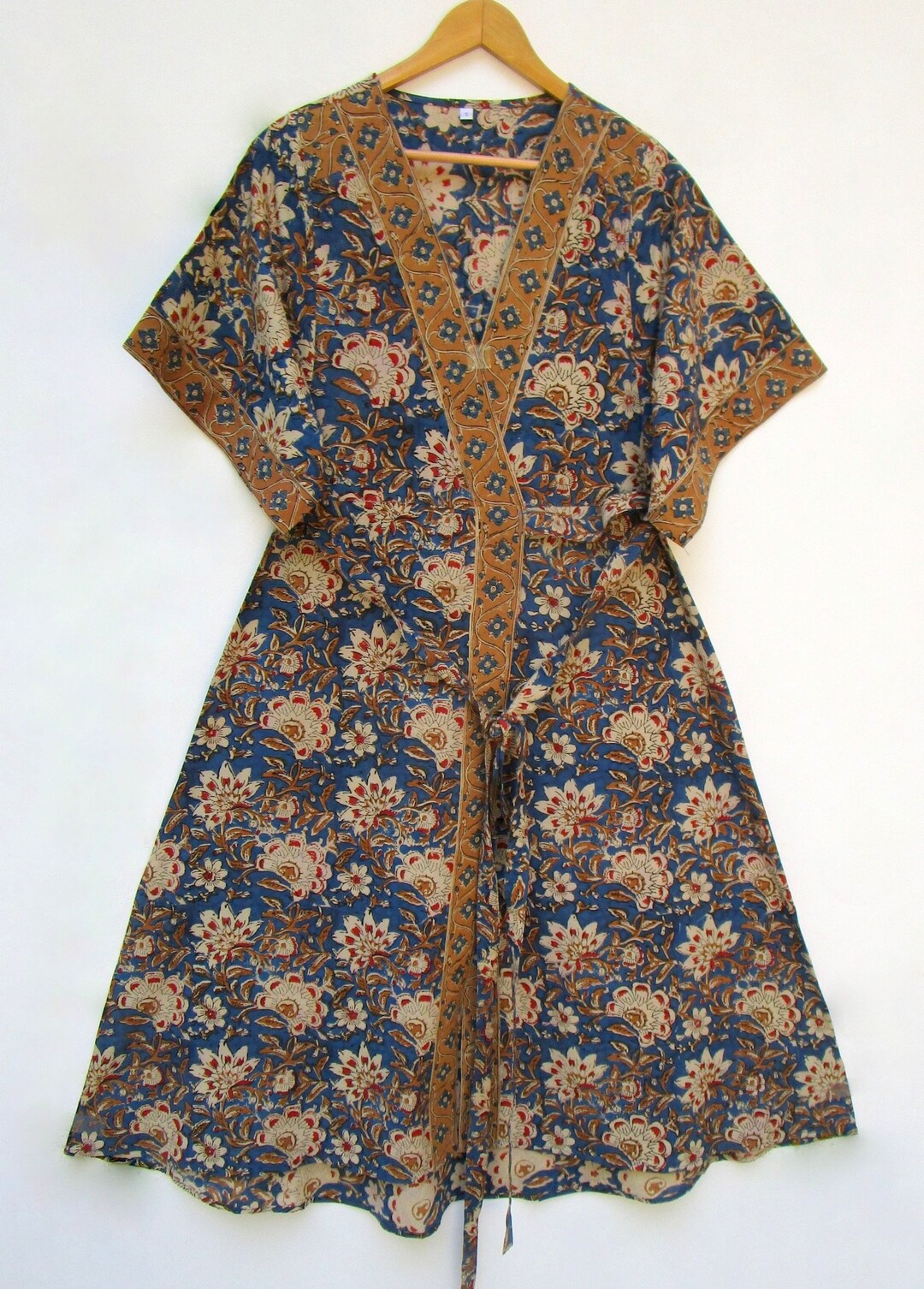 Traditional Printed Cotton Pool Wear Beautiful Hot Robes V Neckline ...