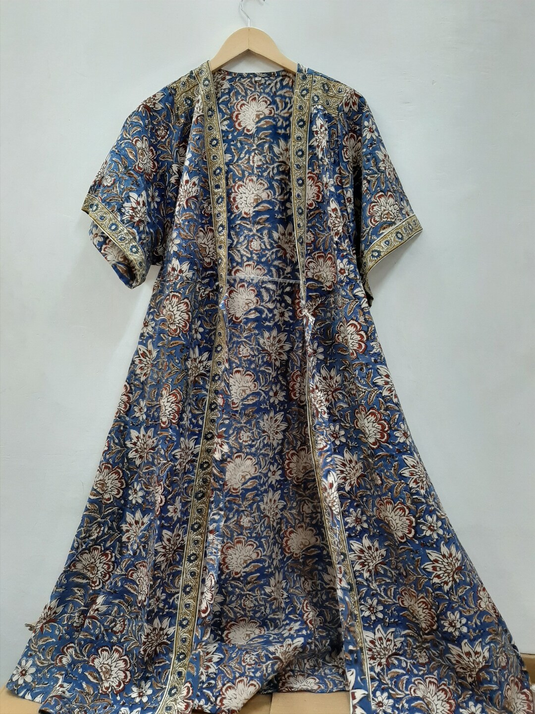 Traditional Kalamkari Hand Blocked Printed Women's Long Robe Pool Cover ...