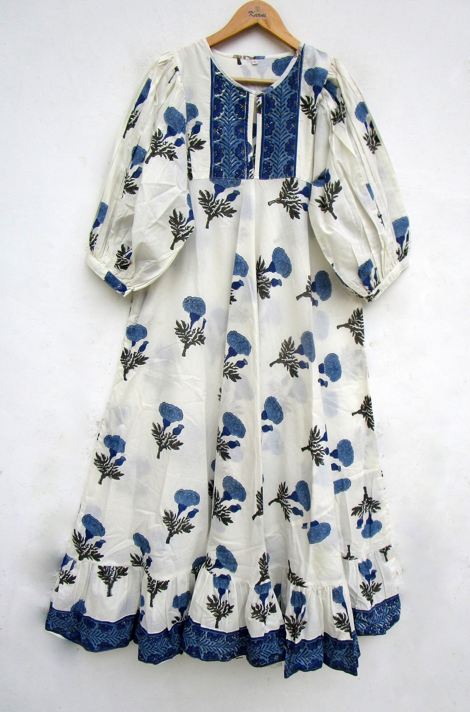Summer Big Floral Block Printed Long Umbrella Maxi Dress - Henley ...