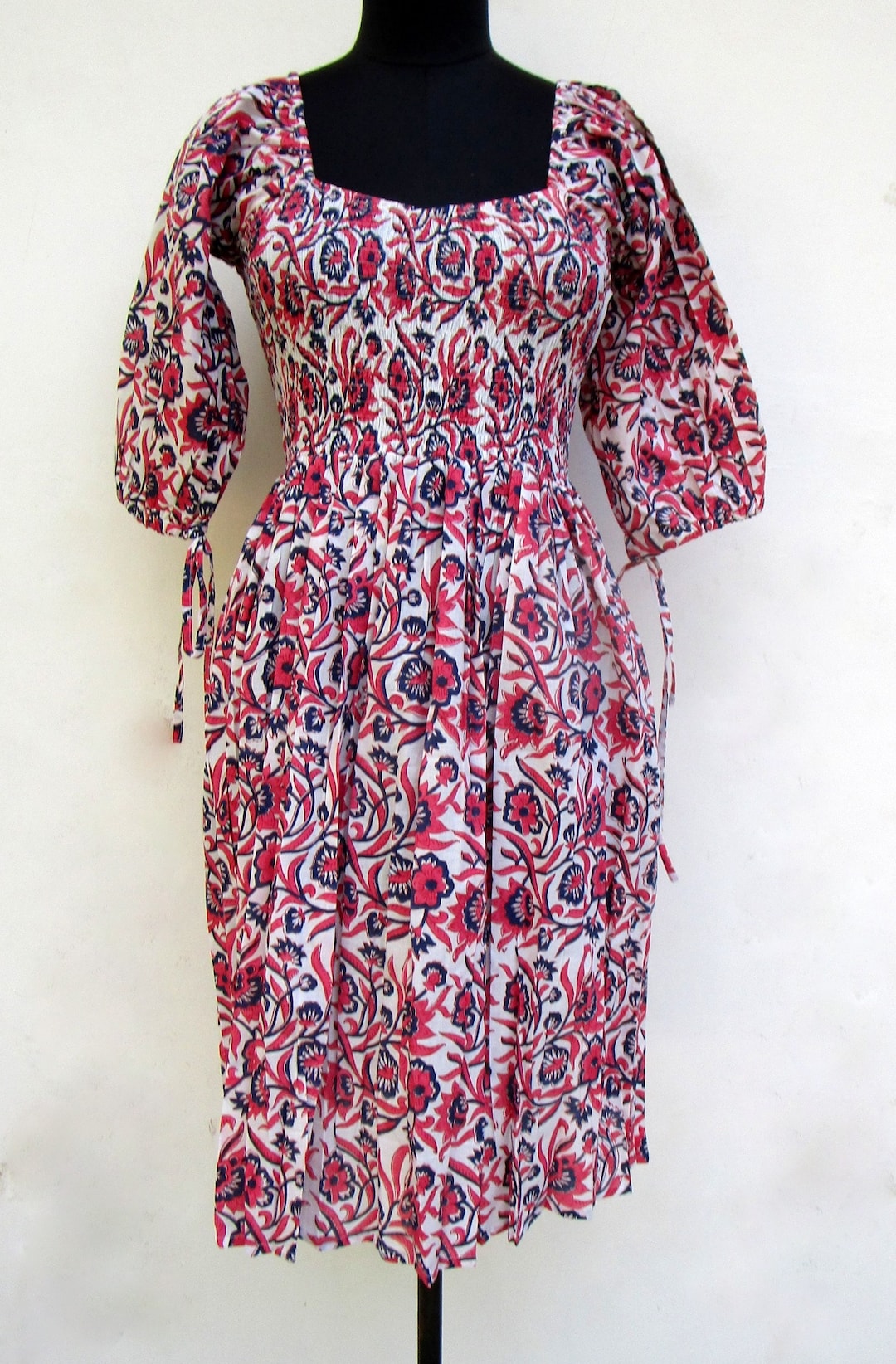 Beach Wear Amazing Look Mini Maxi Dress Square Neckline With Smocked ...