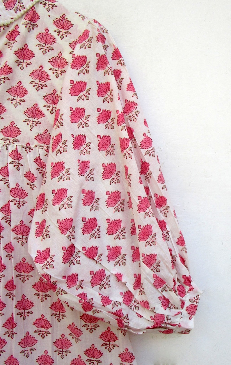 Beautiful Pink Printed Maxi Dress - V Neckline With Pom Pom Lace Maxi ...