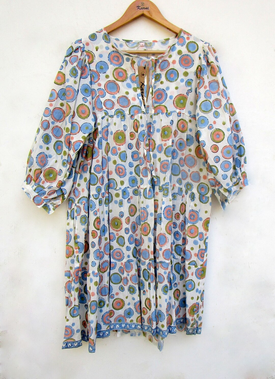 Mini Maxi Summer Wear Dress Henley Neckline With Cotton Ties Mini Maxi ...