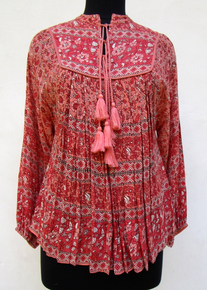 Daily Wear Rayon Printed Blouse and Tops Collared Neckline - Etsy