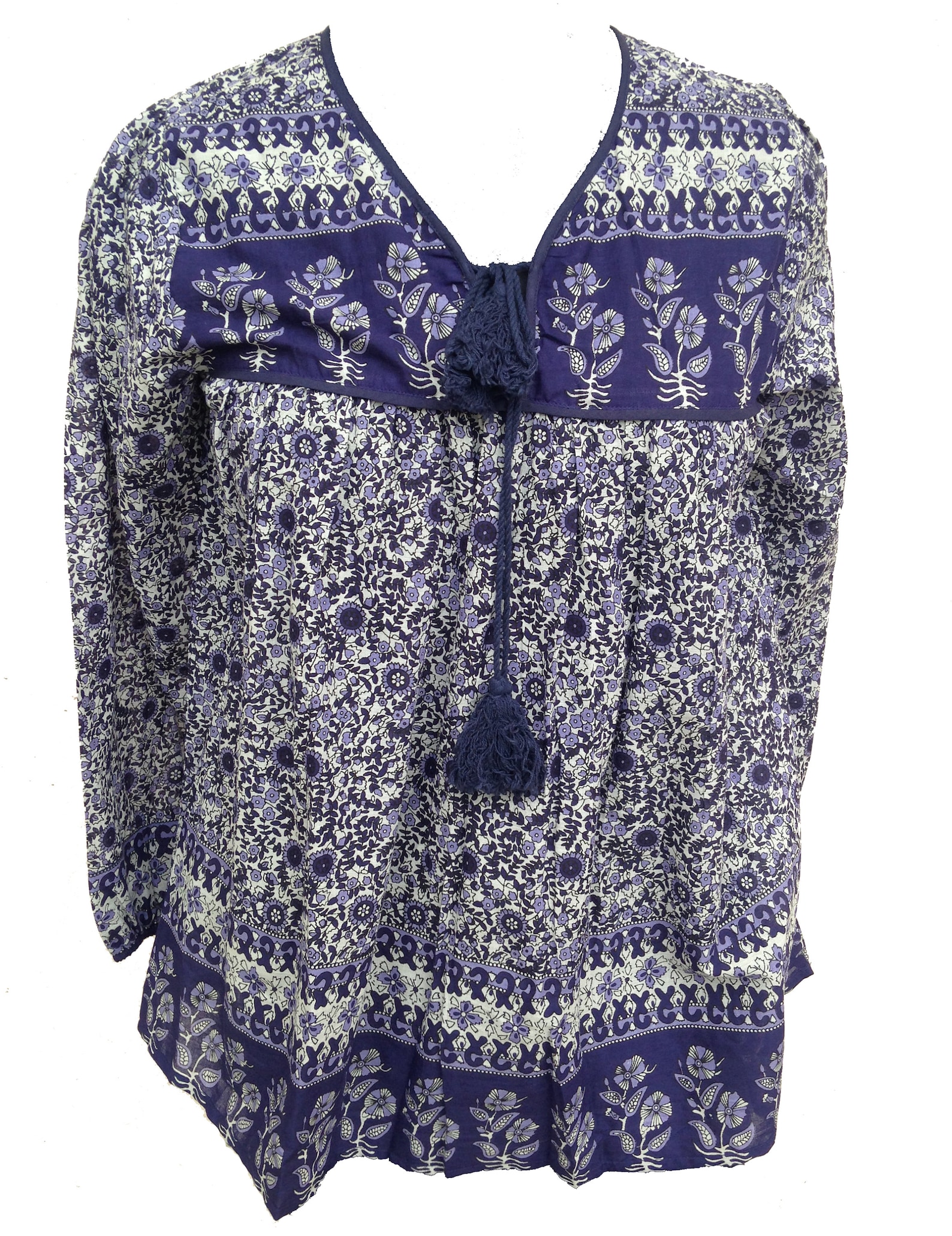 Vintage Collection Blue 2019 Floral Blouse Top Cotton Ethnic | Etsy