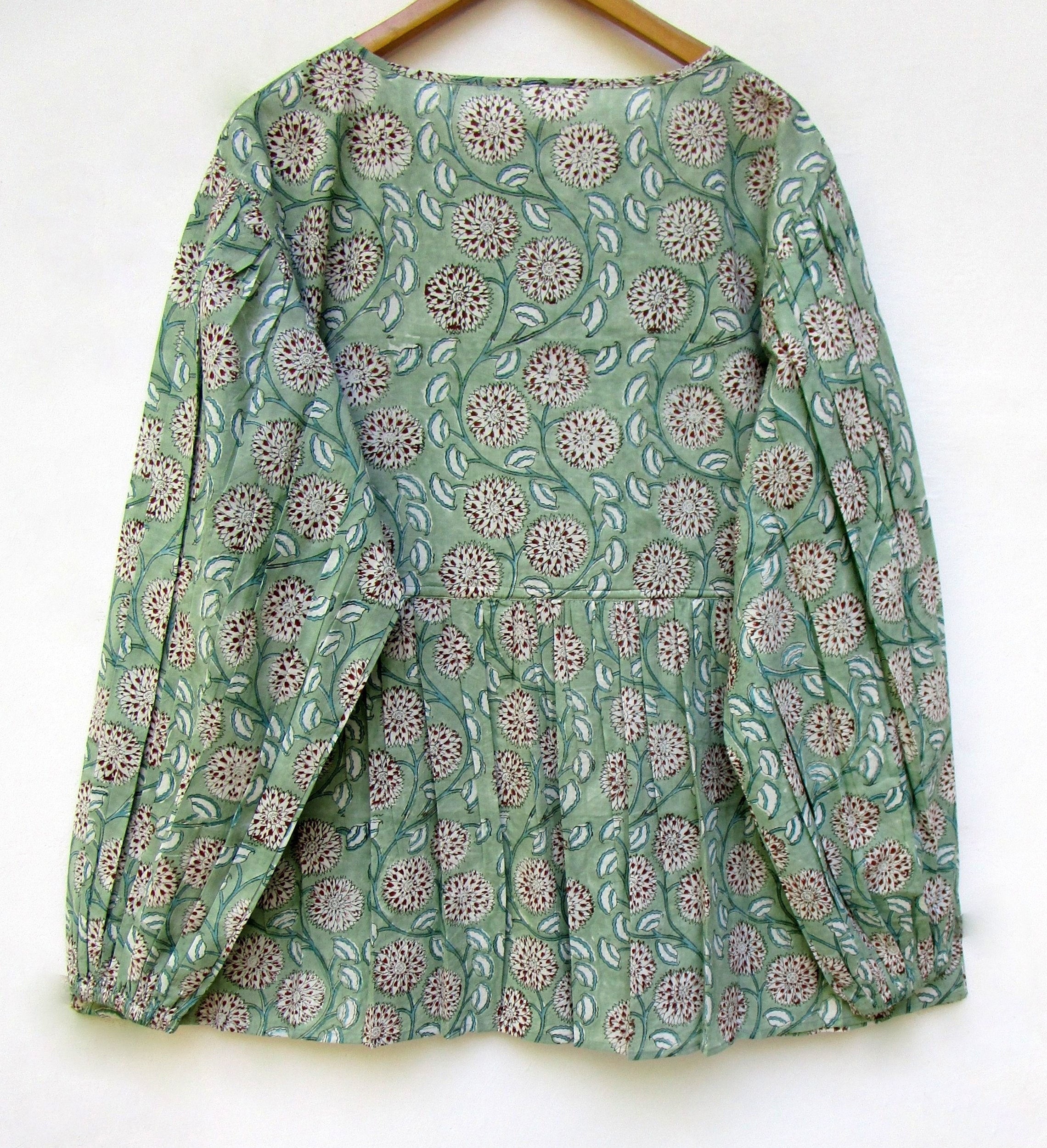Summer Boho Floral Printed Women Wear Blouse and Tops - Henley Neckline ...