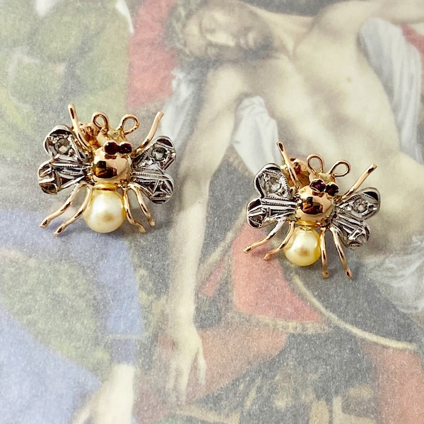 Antique 18k Pearl Earrings - Etsy