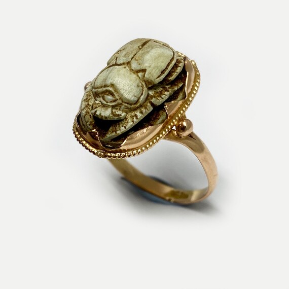 Antique Egyptian 14k Gold Scarab Ring, Egyptian Reviv… - Gem