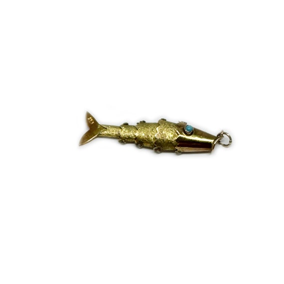 Vintage 14K Gold Fish, Articulated Fish Pendant, Anti… - Gem