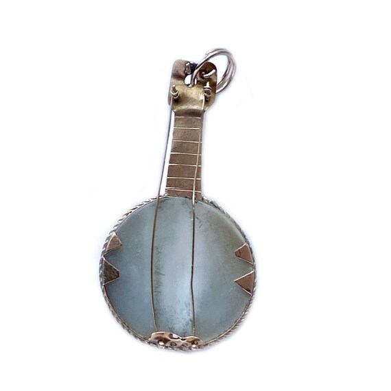 Antique 14k Gold Banjo Charm: Mother of Pearl Instrum… - Gem
