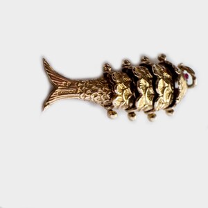 Vintage 9K Gold Fish, Articulated 9 Ct Gold Fish Pendant, Animal Charm ...