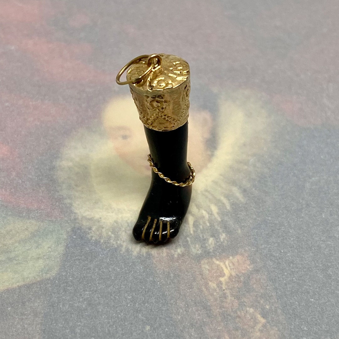 Antique 16k Gold Foot Pendant, 1950s Bakelite Leg Charm, Ex Voto ...