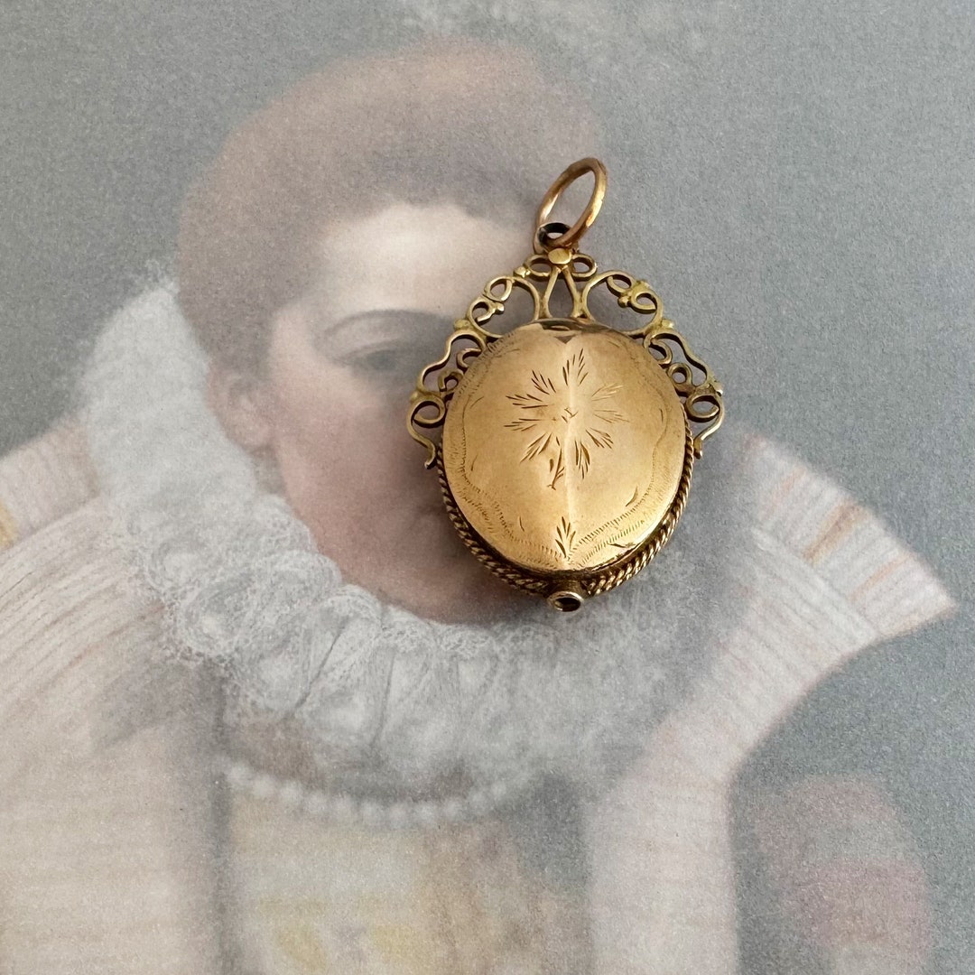 Antique 14k Gold Locket, 14 Ct Gold Reliquary, Locket, Portuguese 1800s ...