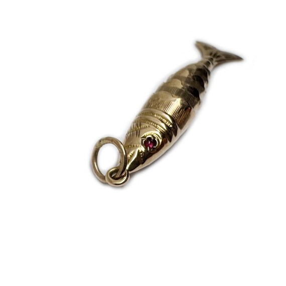 Vintage 14K Gold Fish, Articulated Fish Pendant, Anti… - Gem