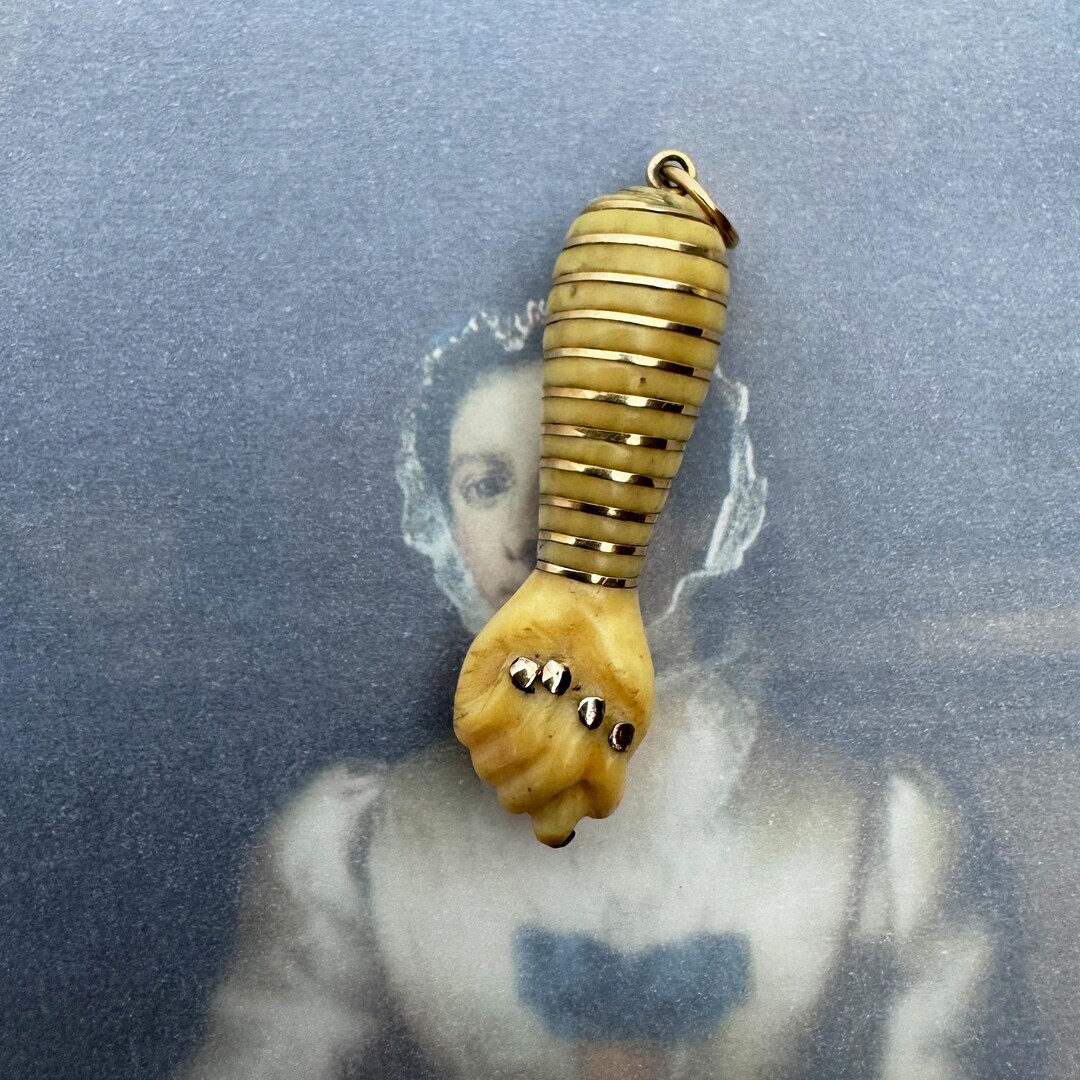 Antique Victorian 18k Gold Bone Figa Charm, Mano Fico Lucky Talisman ...