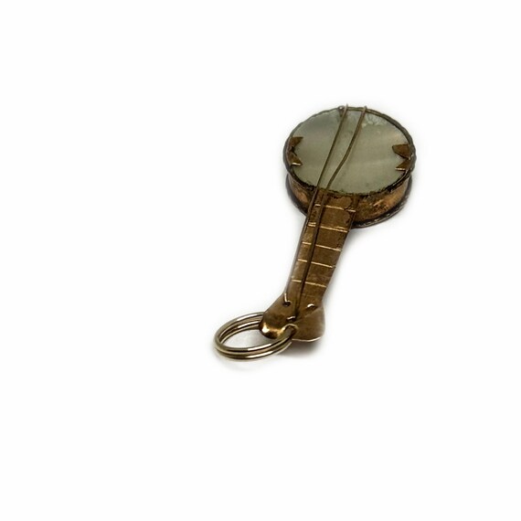 Antique 9k Gold Banjo Charm, 1920s Mother of Pearl Mu… - Gem