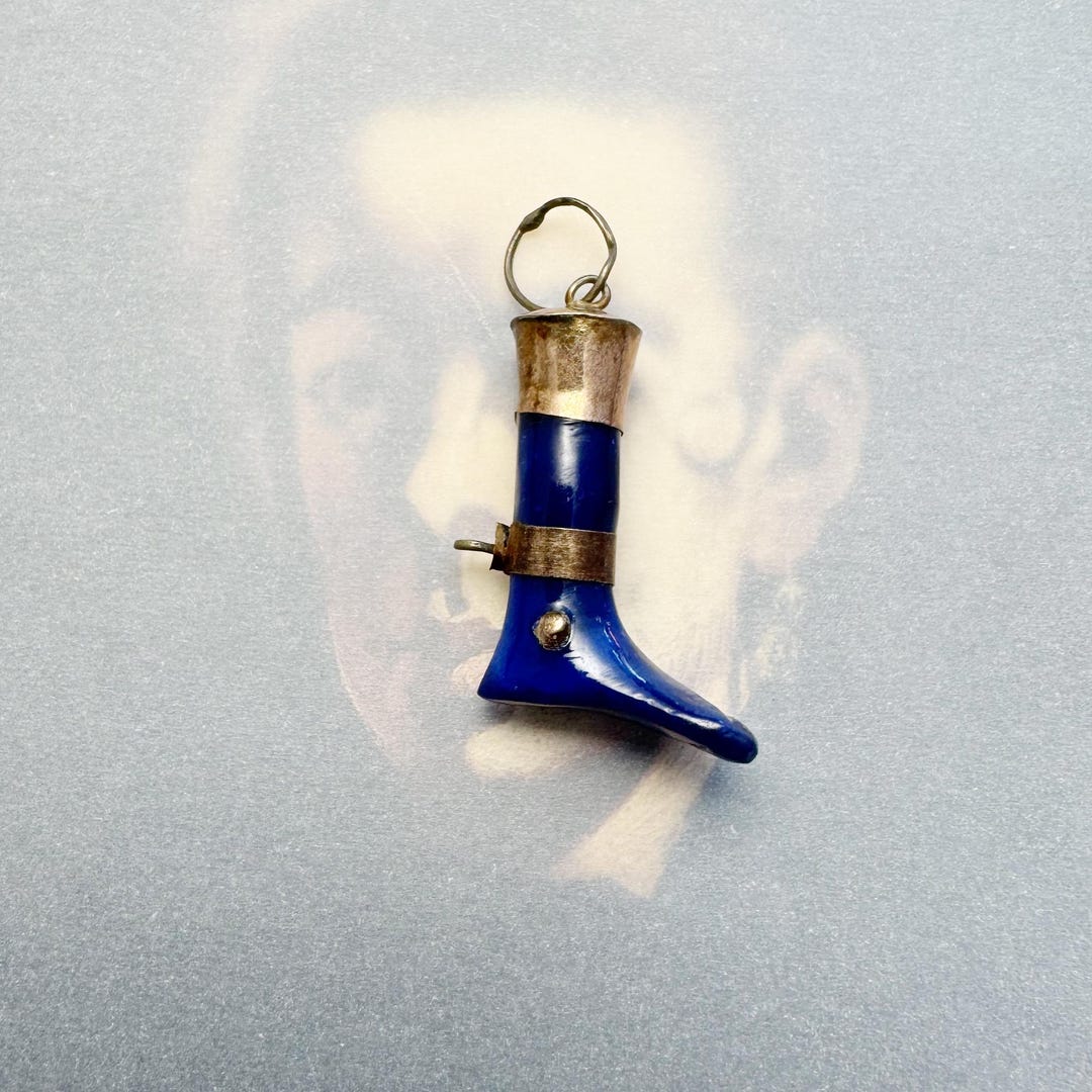 Antique Blue Bakelite Leg Pendant: 1920s Gold-plated Ex Voto Charm - Etsy