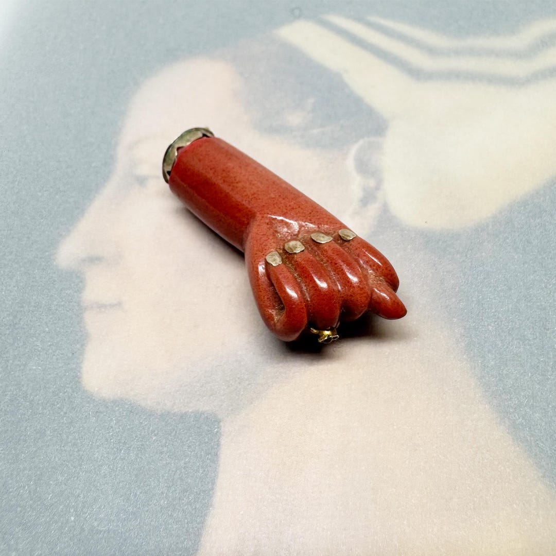 Vintage 9K Gold Figa, Resin Mano Fico, Lucky Charm, 1950s Figa, Hand ...