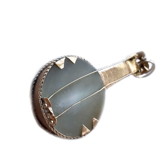 Antique 14k Gold Banjo Charm: Mother of Pearl Instrum… - Gem