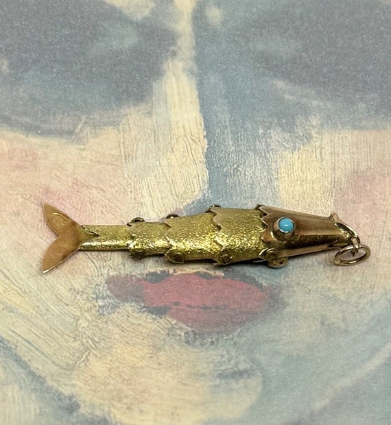 Vintage 14K Gold Fish, Articulated Fish Pendant, Anti… - Gem