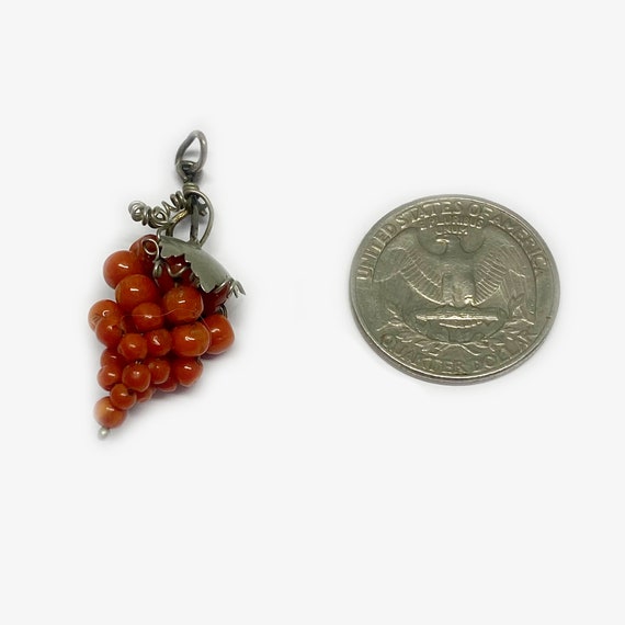 Antique Coral Grape Silver Pendant, Art Deco, 800 Sil… - Gem