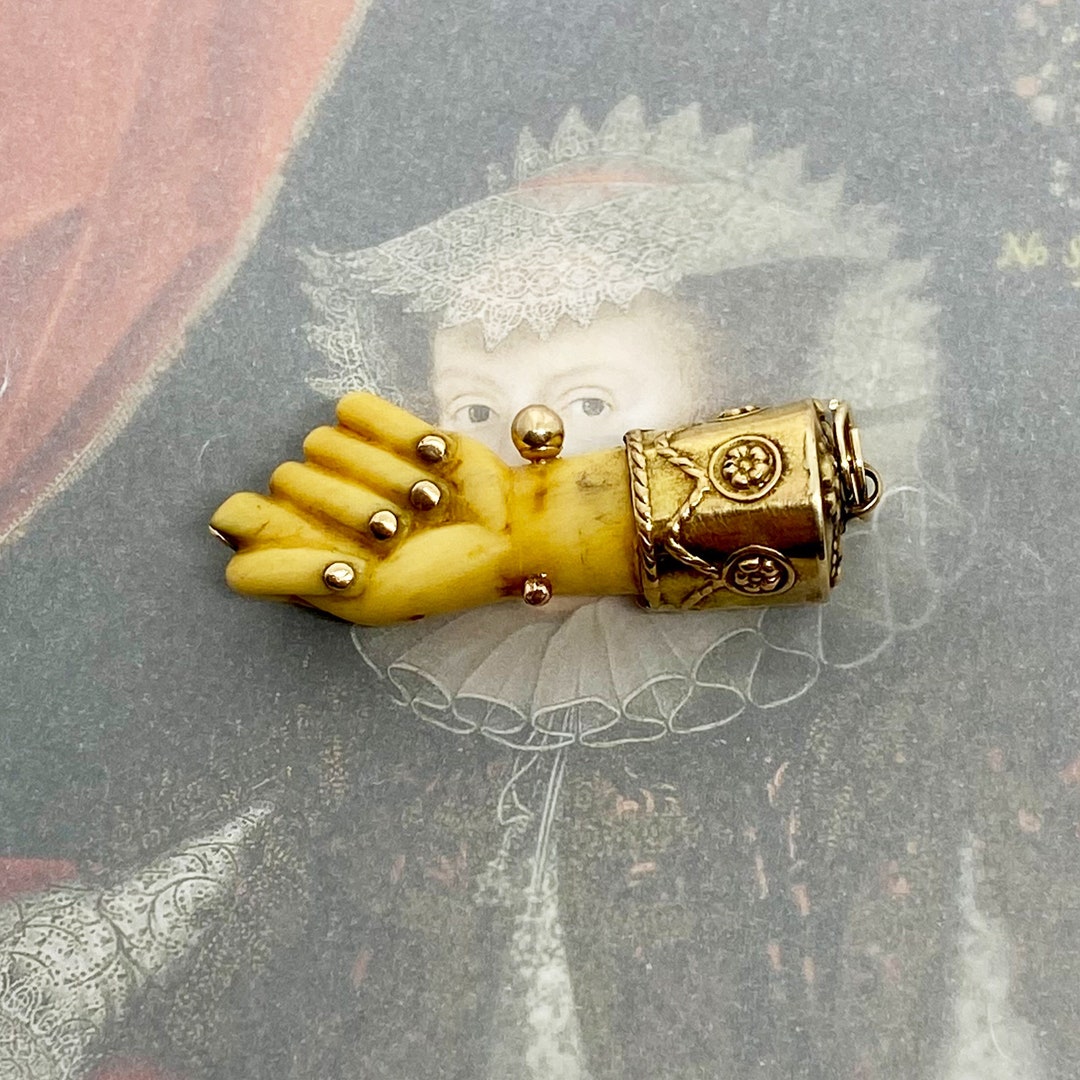 Antique 18K Gold Figa, Victorian Bone, Hand Pendant, 1800s Figa, Amulet ...