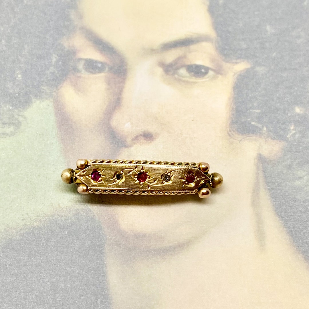 Victorian 9k Gold Bar Pin, Antique 9 Ct Gold Bar Brooch, Twisted Pin ...