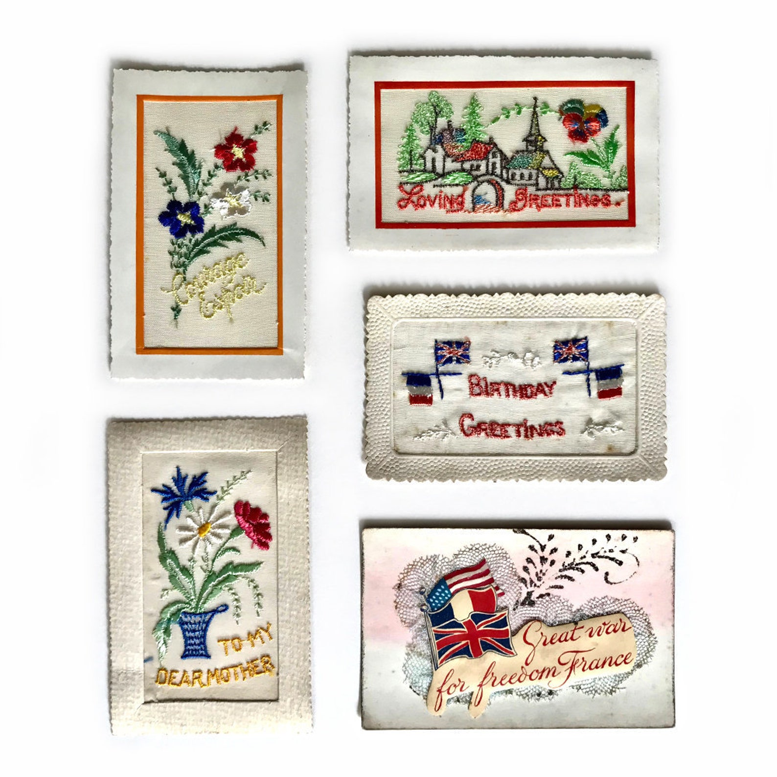 WWI Postcards First World War Silk Postcards 5 Antique | Etsy Australia