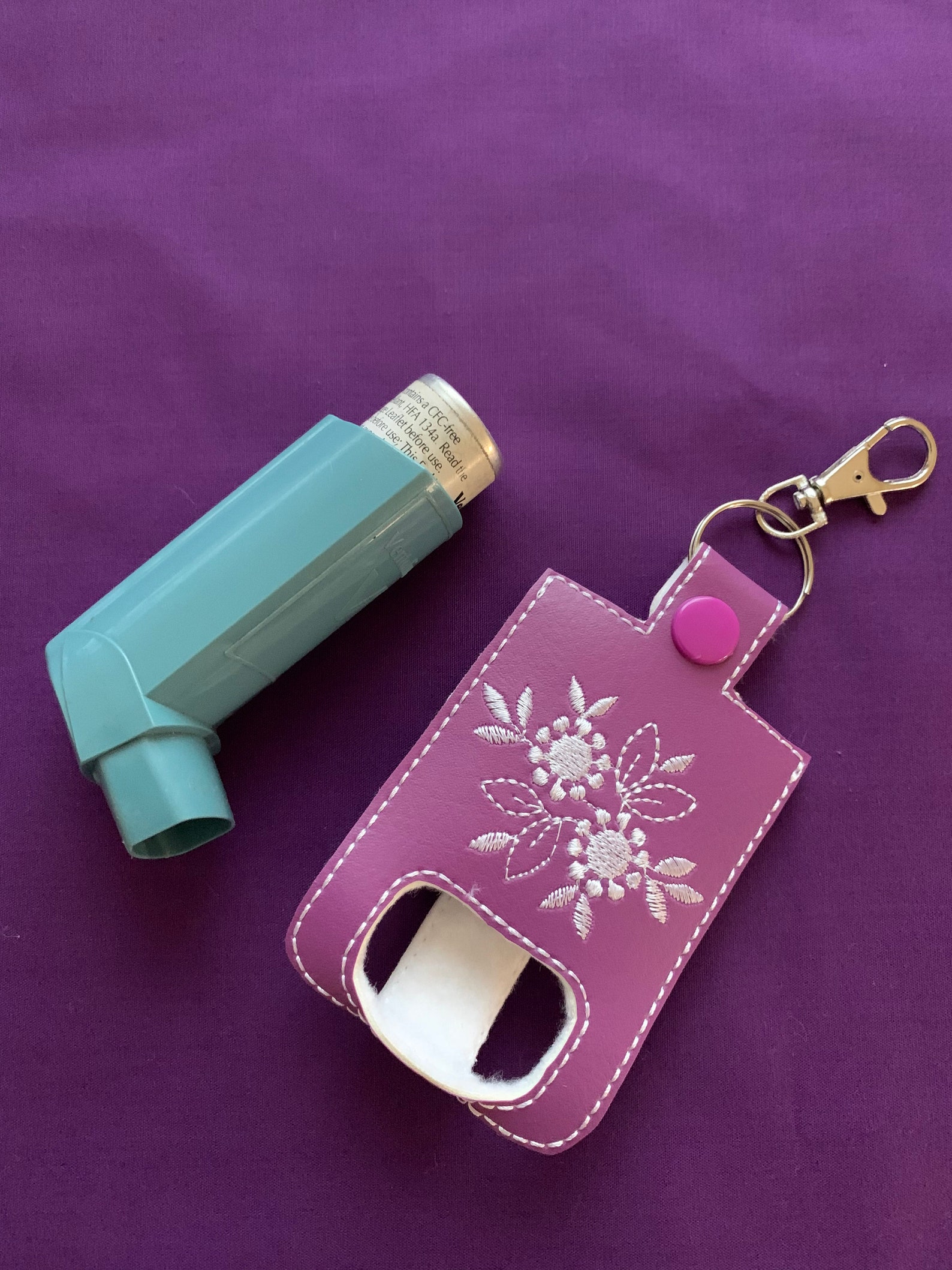 Asthma Inhaler Holder Embroidered White Flower | Etsy