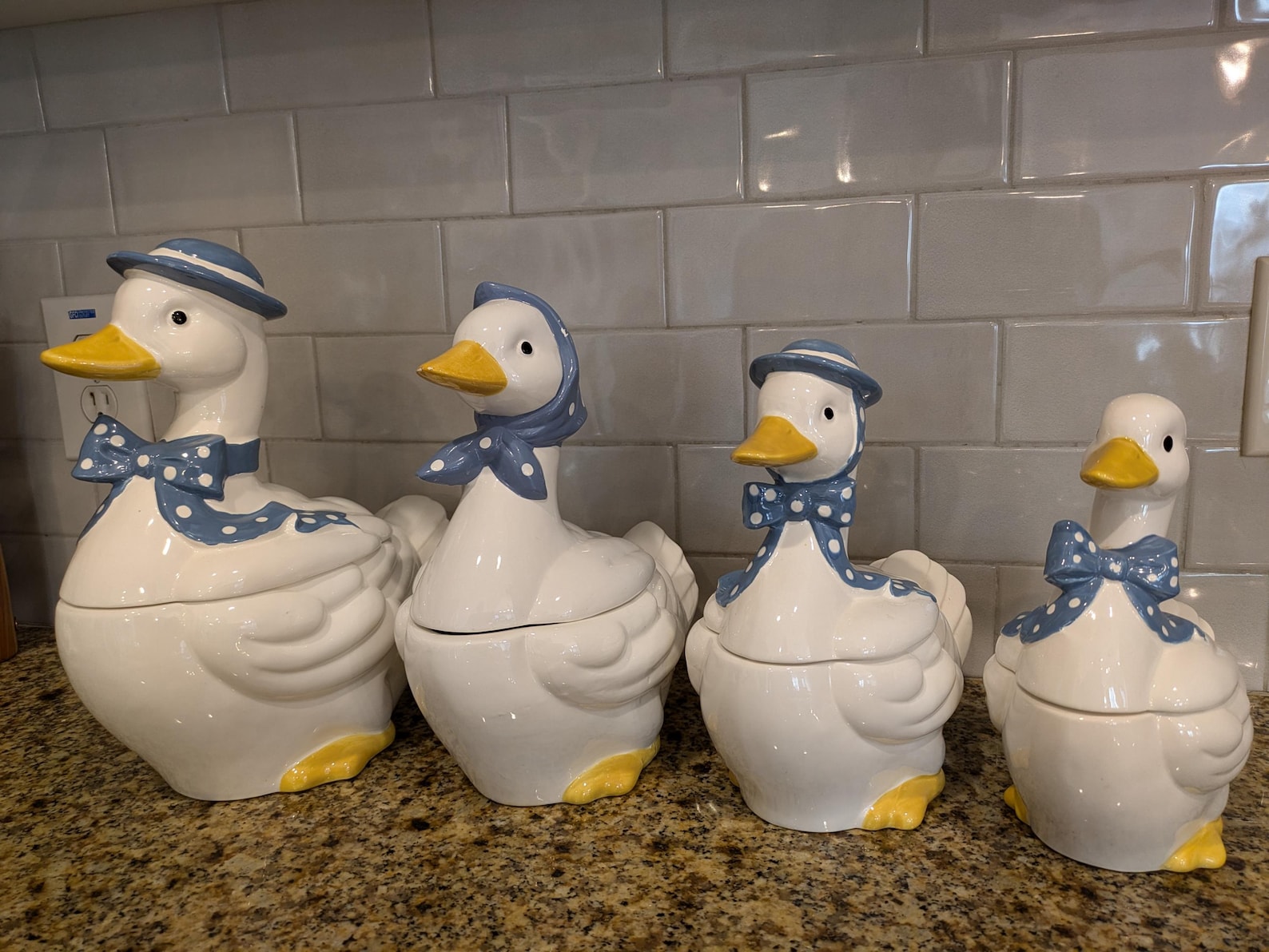 Vintage French Cottage Country Duck Goose Cookie Jars Canister Set of 4 ...