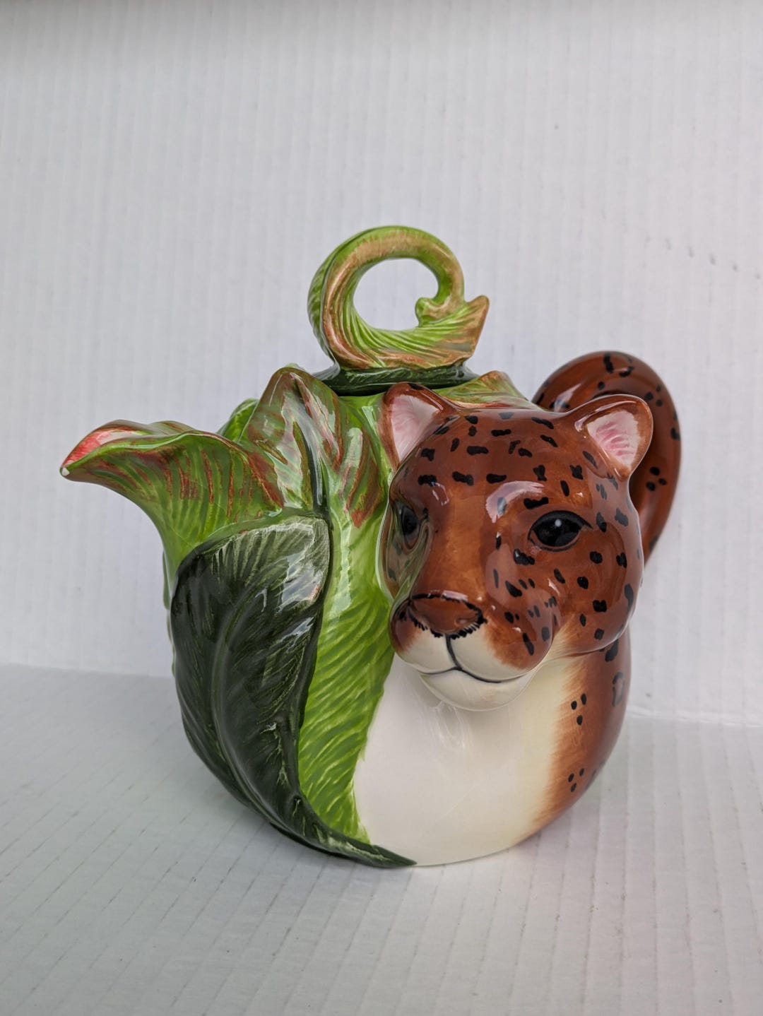 Brown Leopard With Green Leaves 3D Teapot by Cosmos 20 Ounce - Etsy