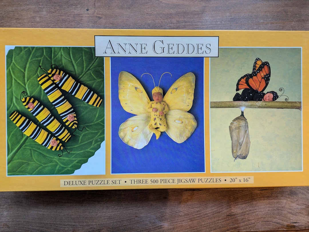 Anne Geddes Deluxe Puzzle Set 3 Full Size Puzzles Babies Butterflies ...