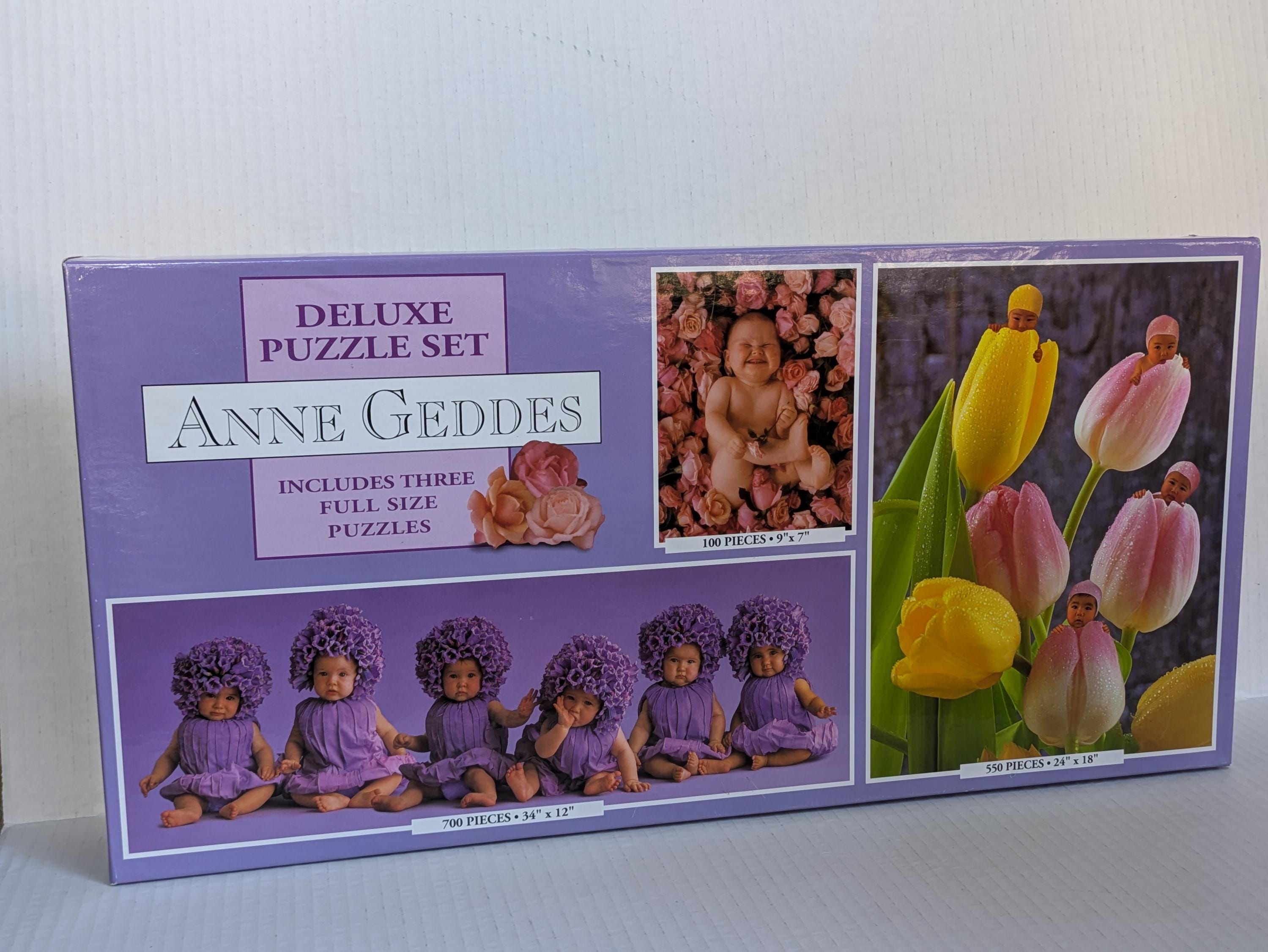 Anne Geddes Deluxe Puzzle Set 3 Full Size Puzzles Babies Tulips Roses ...
