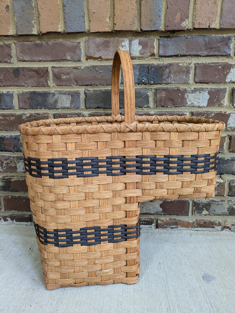 Stair Step Basket Woven With Fixed Handle Farmhouse Cottagecore - Etsy