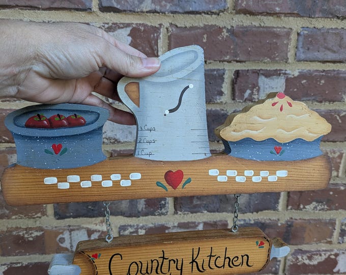 Country Kitchen Wood Painted Sign Cottagecore Blue Decor Heart and ...