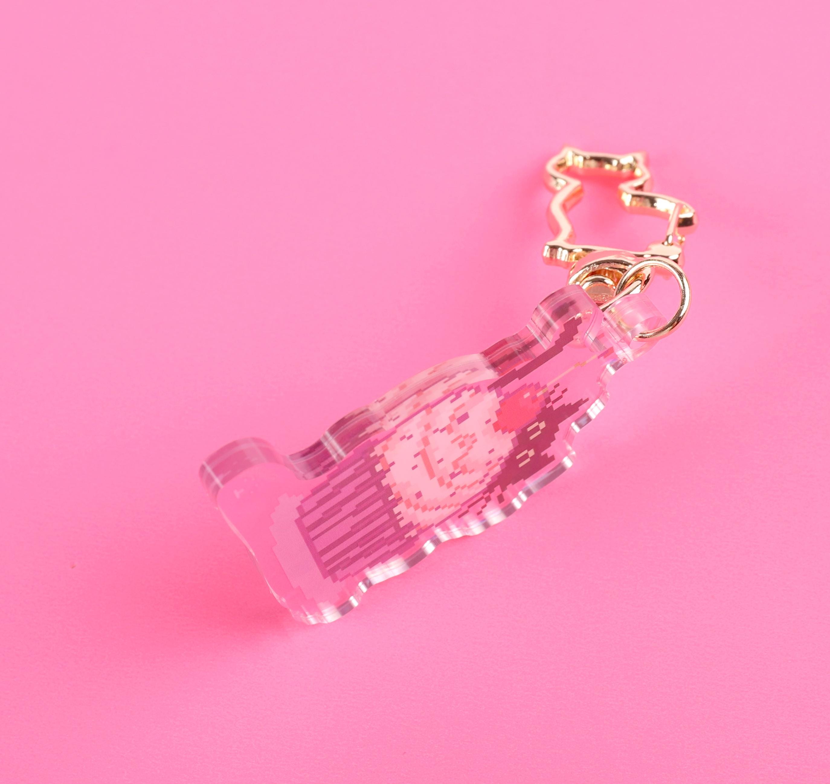 Cute Black Cat Pixel Art Keyring, Acrylic Keychain, Holographic - Etsy