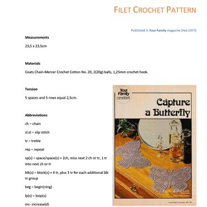 Filet Crochet Butterfly Pattern PDF Instant Download - Etsy