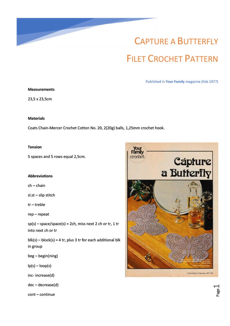 Filet Crochet Butterfly Pattern PDF Instant Download - Etsy