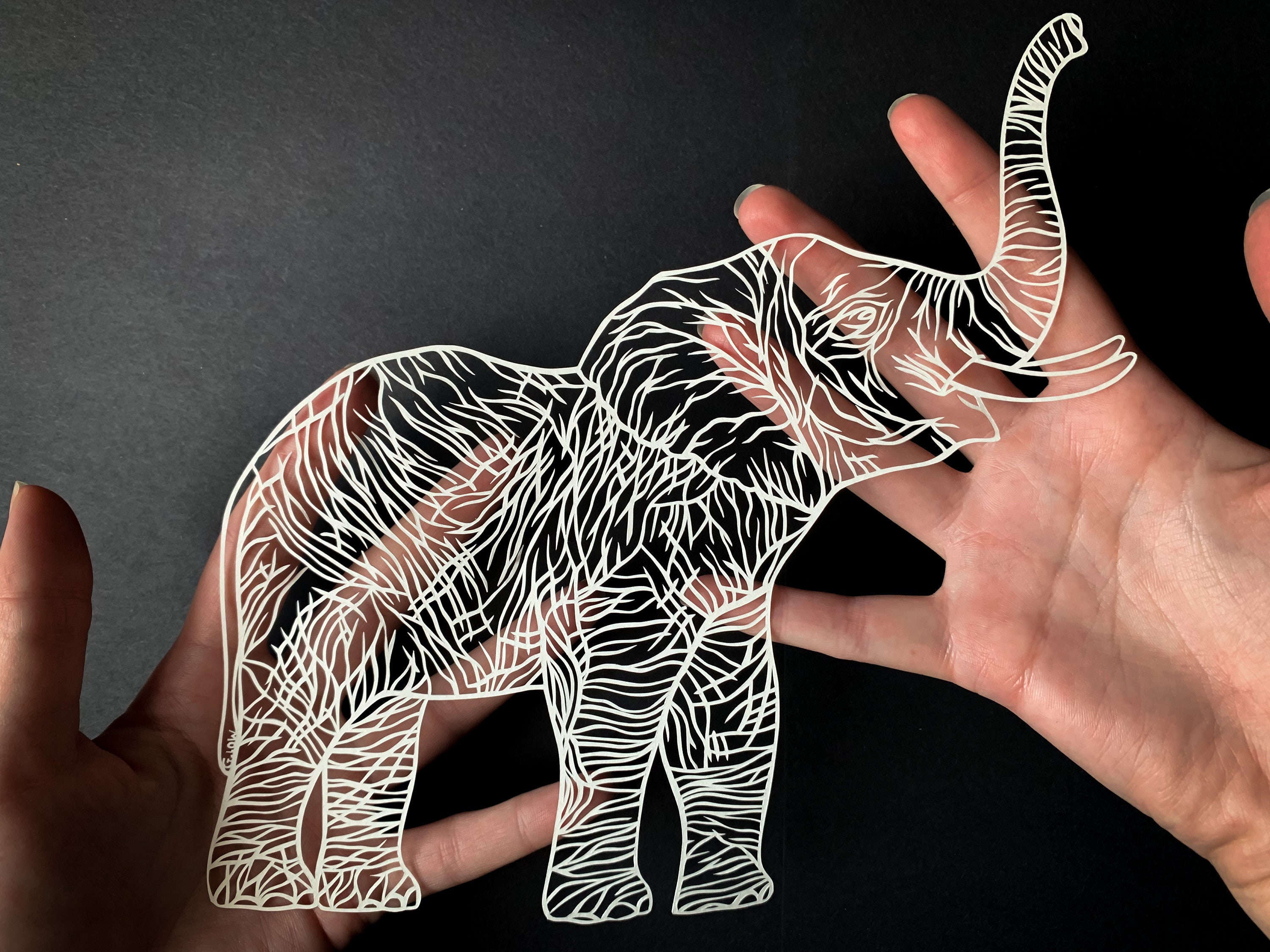 Elephant Papercut Template Digital Download | Etsy