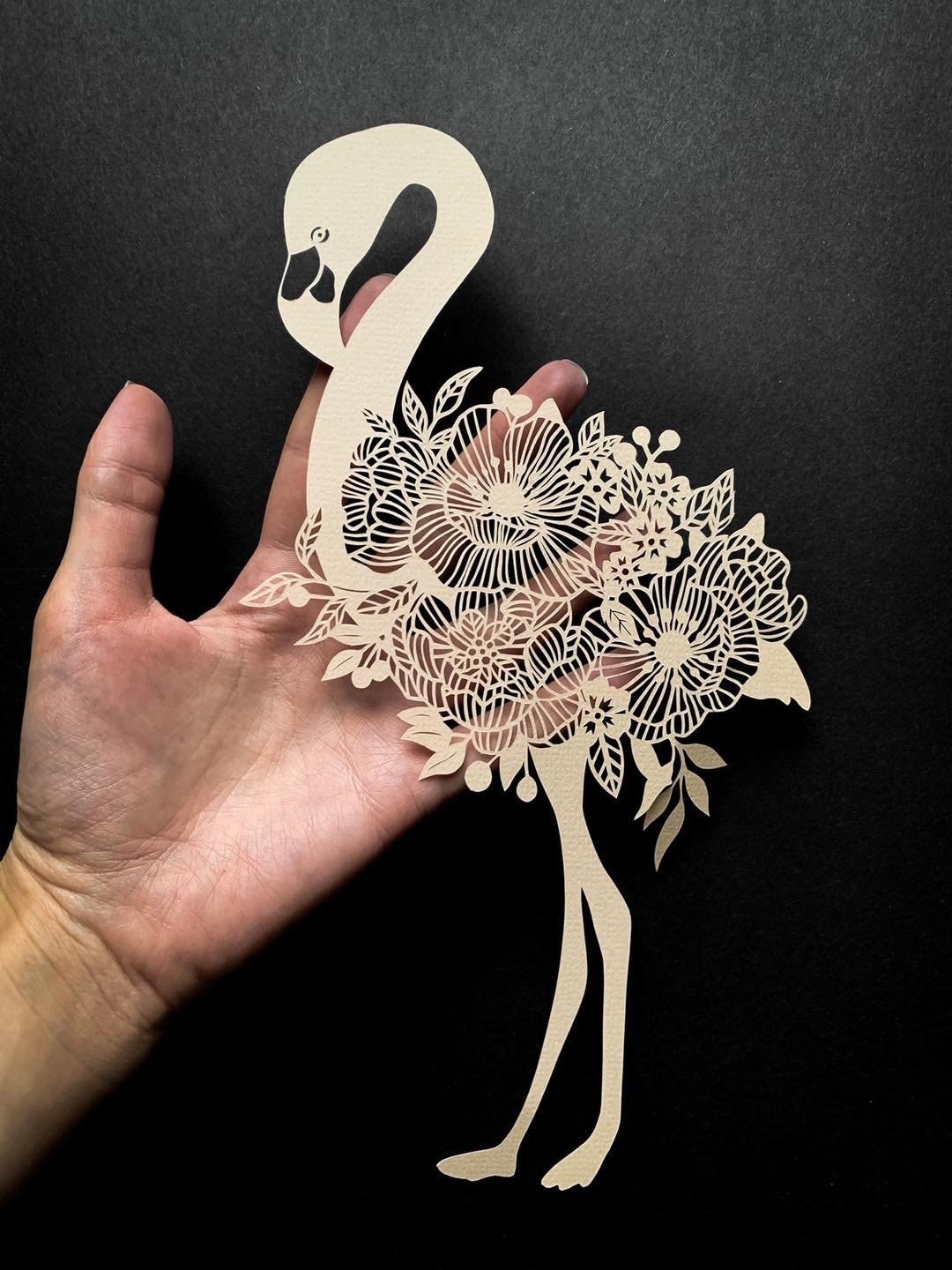 Floral Flamingo Papercut Template - Digital Download - Etsy