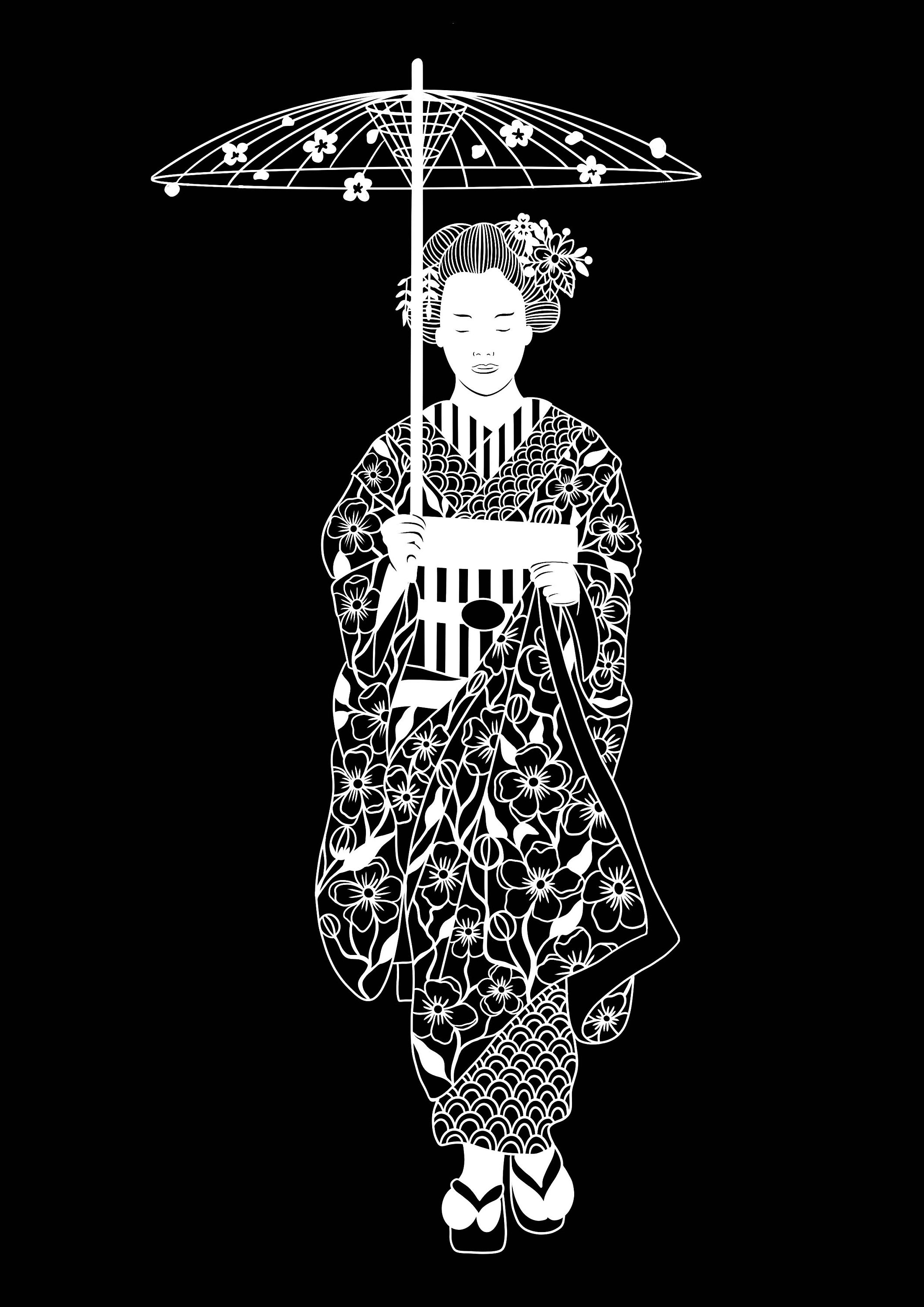 Geisha Papercut Template - Etsy